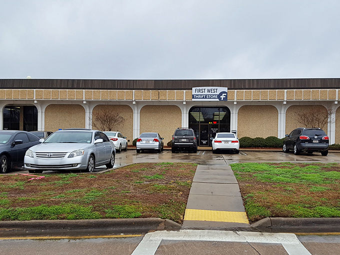 Rain can't dampen the thrill of the hunt at First West. Each puddle reflects potential treasures waiting inside.