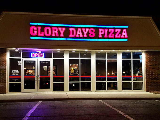 When the sun goes down, Glory Days lights up! That electric-pink signage is the Kansas equivalent of Vegas&mdash;but with better food.