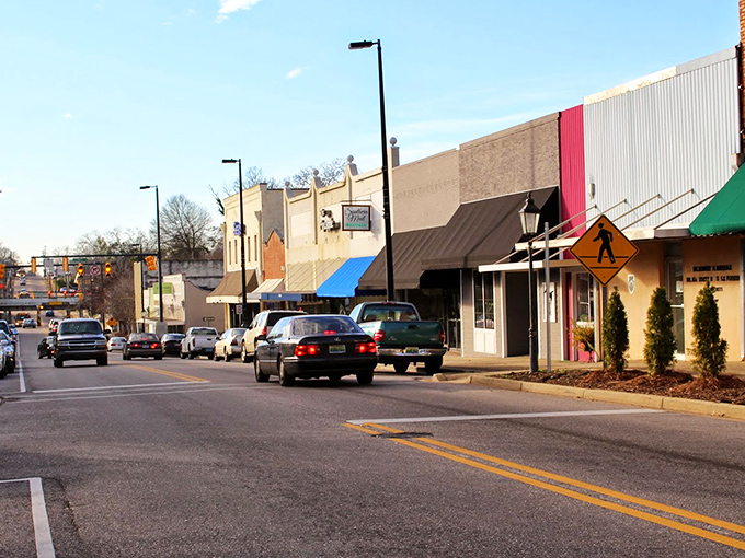 Red brick facades tell tales of resilience, where community spirit has weathered every storm together.