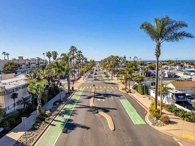 Palm-lined streets lead straight to sandy shores where California dreams come alive.
