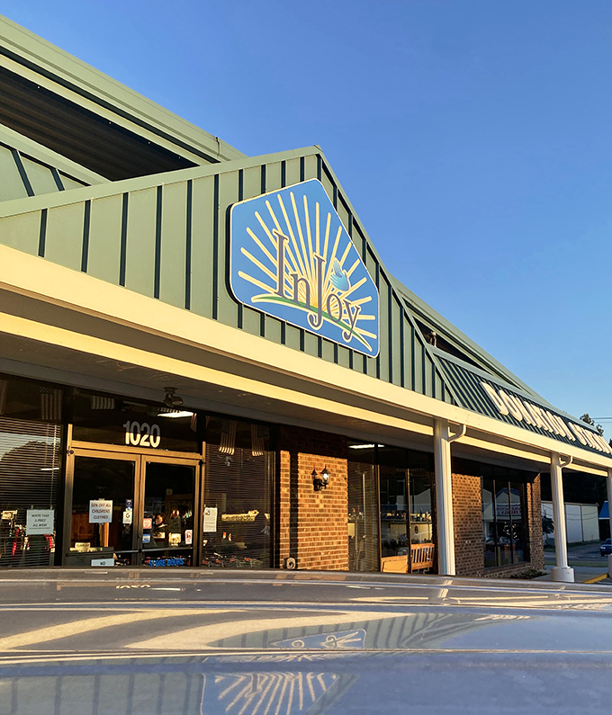 Golden hour at InJoy Thrift makes even the parking lot look magical. Inside awaits a wonderland of pre-loved possibilities.