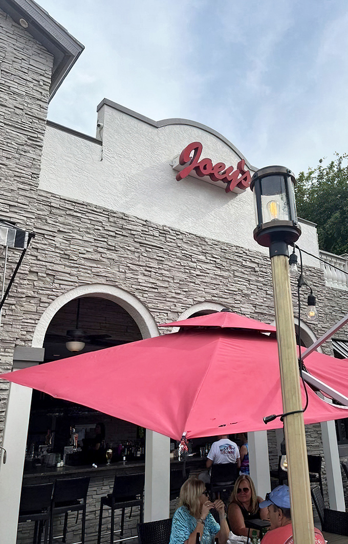 The outdoor patio at Joey's invites you to enjoy pizza perfection under the Florida sky &ndash; vacation mode: activated.