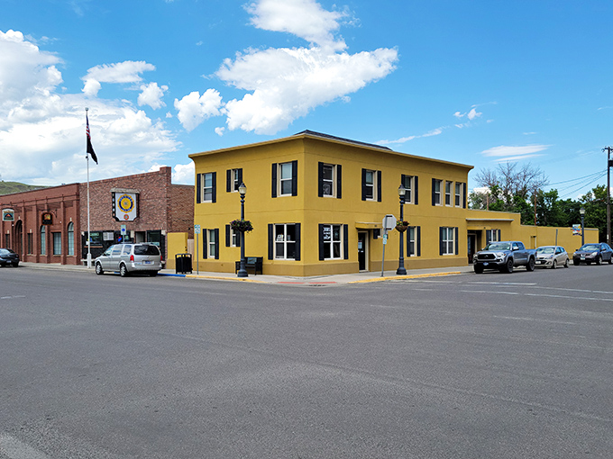 **Caption:**
A sunny day in Livingston, Montana, where colorful buildings, mountain air, and small-town charm create the perfect welcoming scene.