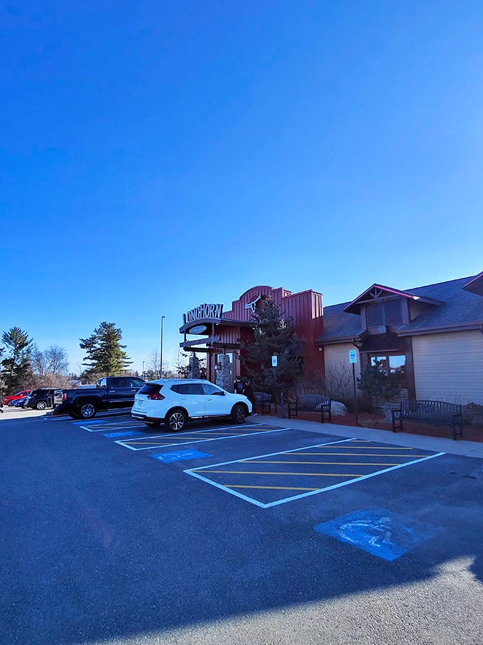 Even on a cloudy day, this steakhouse shines as a beacon for the beef-obsessed. That covered entrance practically pulls you in!