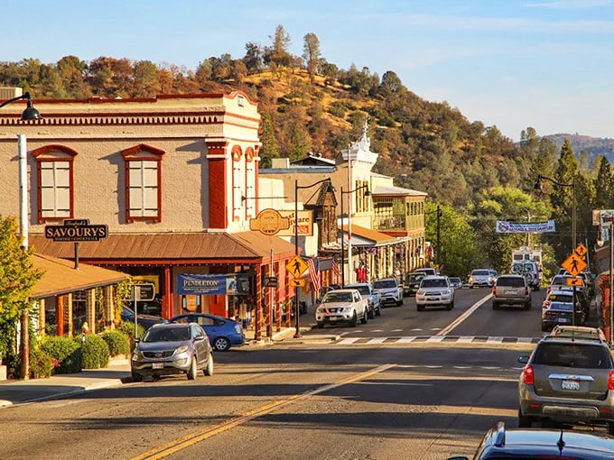 "SAVOURYS" and savings coexist beautifully in Mariposa, where historic storefronts climb toward hills that cost nothing to admire daily.