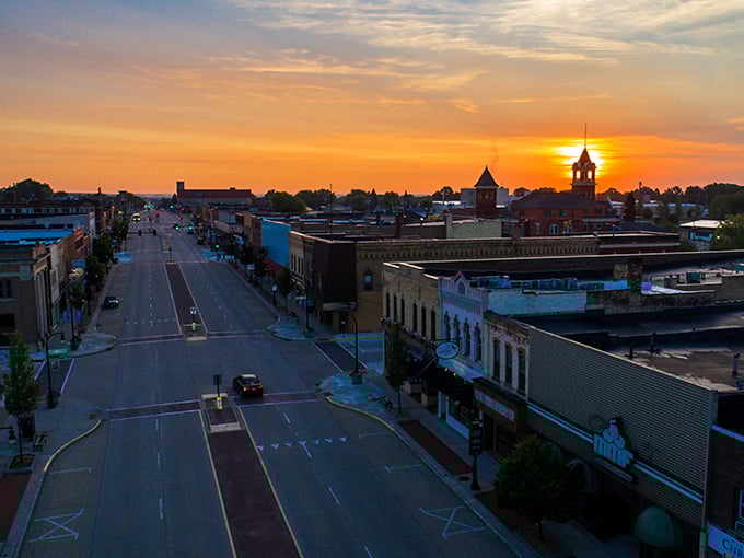 Classic Midwestern architecture frames a downtown that balances progress with timeless small-city charm beautifully.