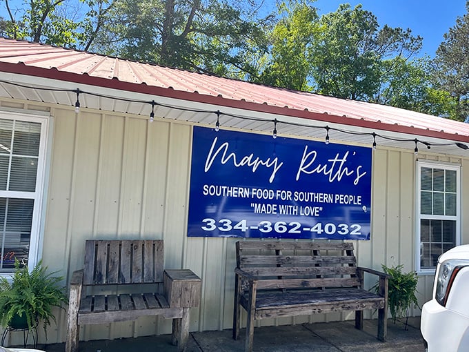 Those wooden benches outside aren't just seating - they're the waiting room for flavor country.