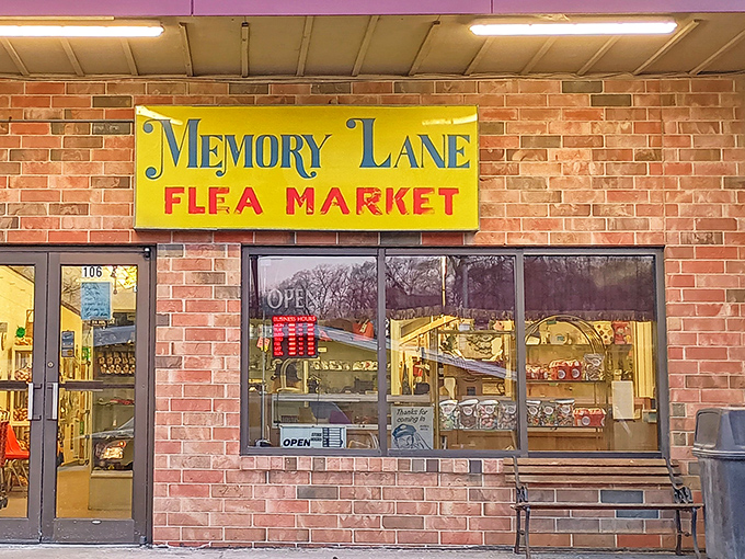 That distinctive red barn-style facade stands ready to transport visitors back through time, one treasure at a time.