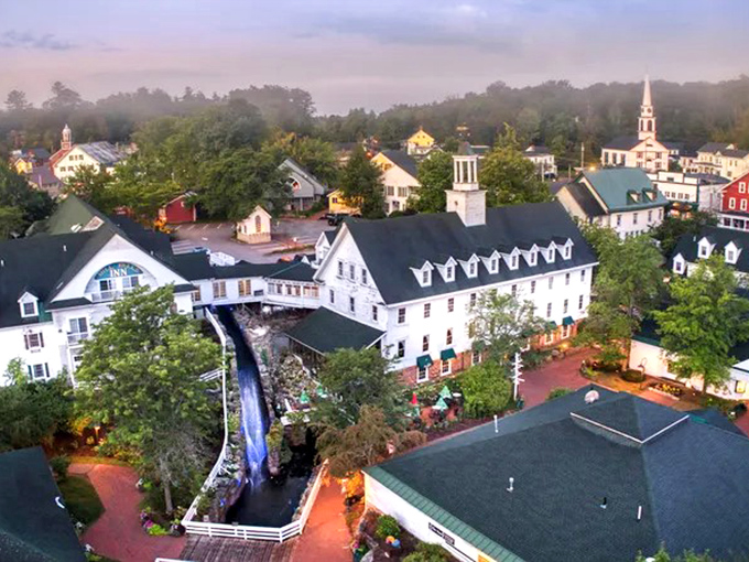 Golden hour bathes this classic New England village in light that would make Norman Rockwell reach for his paintbrush.