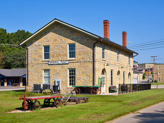 The old train depot in Mineral Point stands as a handsome reminder of the town's mining heyday.