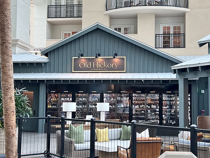 Old Hickory's mountain cabin vibe transports you far from Florida's theme park crowds.