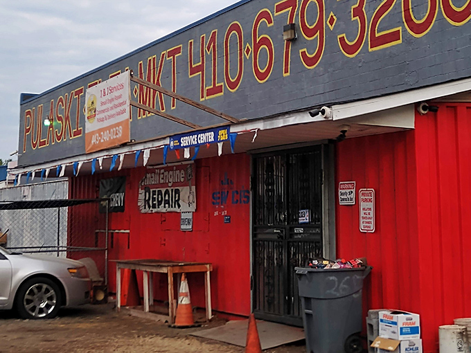 The red building beckons bargain hunters with promises of tools, treasures, and tales from every corner.