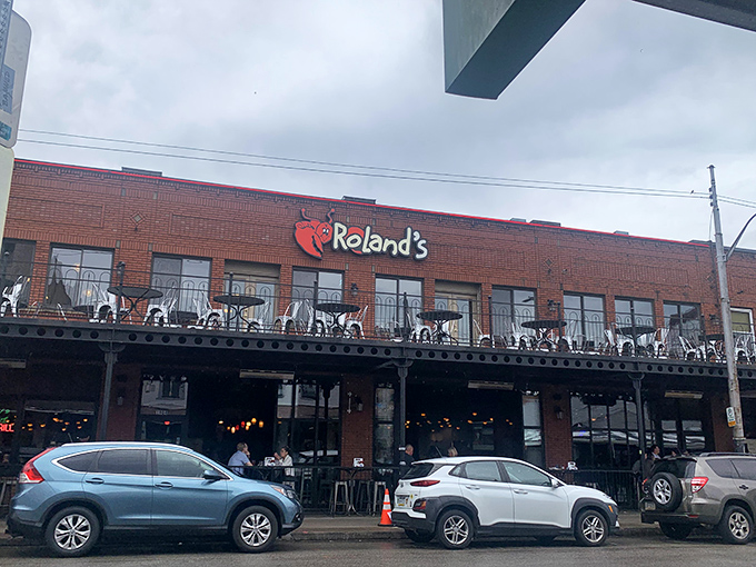 Roland's second-floor balcony offers the perfect perch for people-watching while devouring fresh seafood delights.
