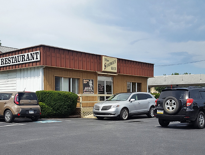 That wooden exterior might look humble, but don't judge a sandwich shop by its simple cover story.