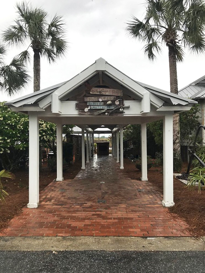 That weathered nautical entrance says "authentic coastal Georgia" louder than any fancy sign ever could, and we love it.