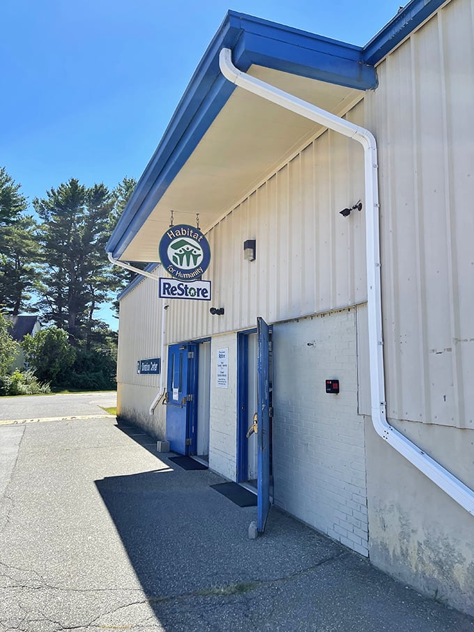 Habitat ReStore's industrial exterior hints at the serious home improvement bargains waiting inside for savvy shoppers.