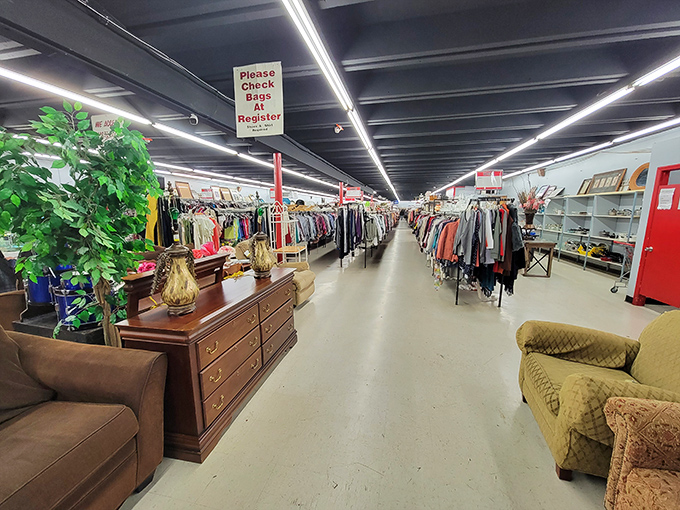 Racks stretching into the distance like a clothing wonderland - bring your walking shoes.