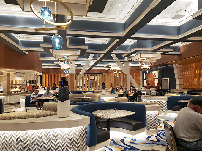 Modern luxury meets classic steakhouse tradition in the Rainbow's thoughtfully designed dining space.