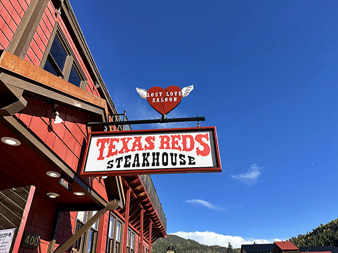 The Lost Love Saloon sign might be the most honest advertising in the restaurant world. You'll fall hard for these steaks!