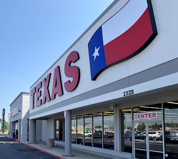 The Texas flag motif isn't just patriotic&mdash;it's a promise of authentic Lone Star value. This Houston location delivers Texas-sized bargains daily.