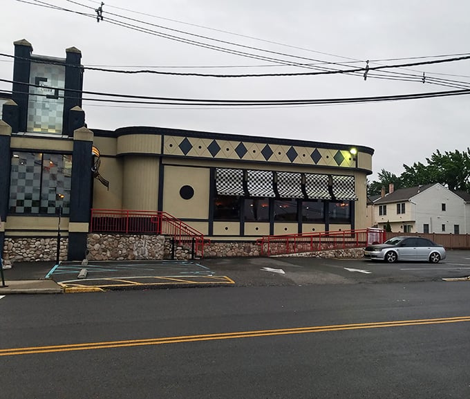 Architectural whimsy meets breakfast perfection at Chit Chat Diner. Those diamonds aren't just decoration&mdash;they're a crown for breakfast royalty.