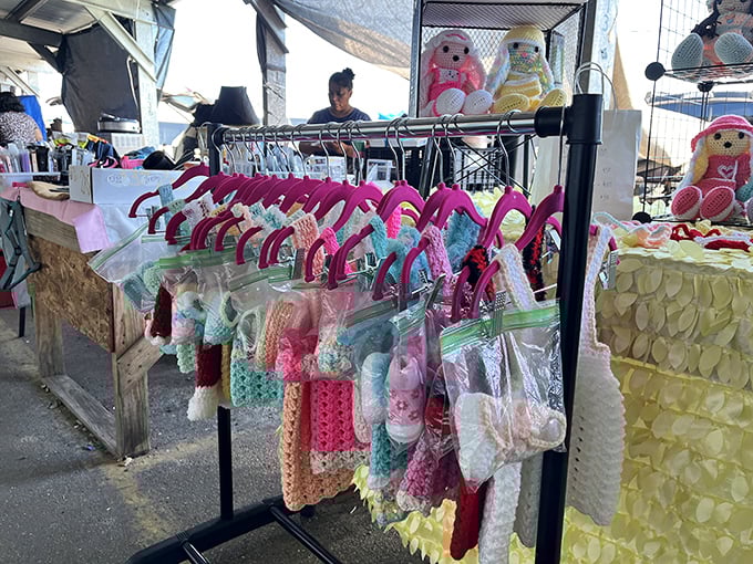 Delicate baby clothes hang like tiny promises of joy in this treasure hunter's paradise.
