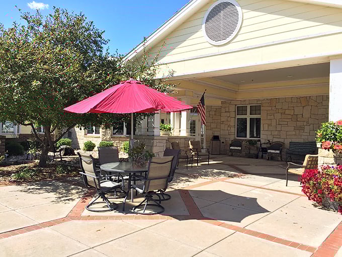 Patriotic pride meets practical living where the flag flies high and the rent stays reasonable.