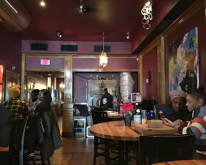 Inside Touch Supper Club, rich burgundy walls create the perfect backdrop for memorable meals and conversations.