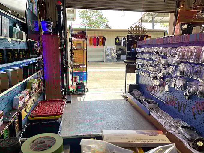 A vendor's stall packed with tools and treasures awaits the discerning shopper. One person's junk is another's perfect find!