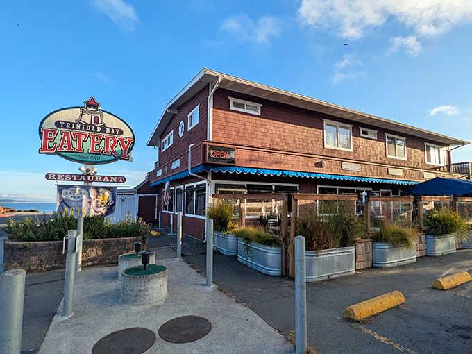 Trinidad Bay's restaurant offers front-row seats to nature's greatest show. Eating here feels like dining on the edge of the world.
