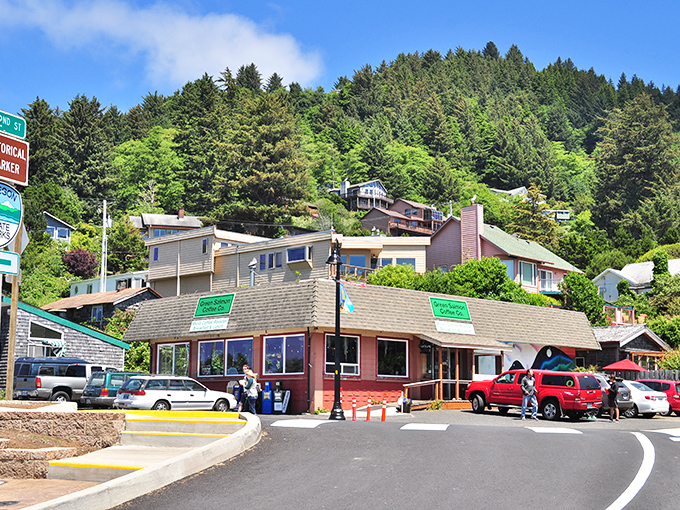 Yachats&rsquo; hillside homes and cheerful main street capture the laid-back charm of a coastal town cradled between forest and sea.