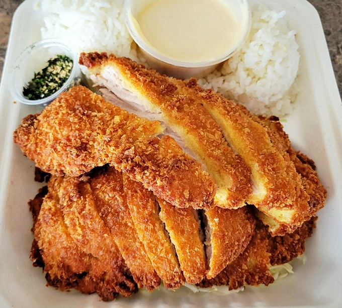 Golden-fried ahi katsu that makes such a satisfying crunch, you'll want to record the sound as your new ringtone.