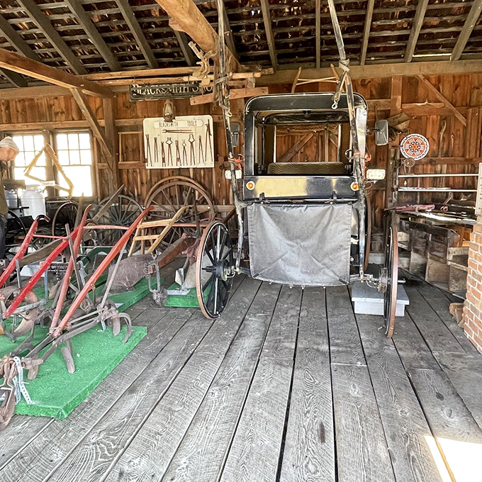 The blacksmith shop showcases the craftsmanship that built America&mdash;tools hanging like artifacts from a time when "handmade" wasn't a premium upgrade option.