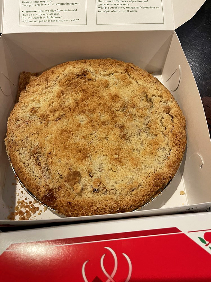 The apple crumb pie's buttery streusel topping is what cinnamon-sugar dreams are made of &ndash; crumbly, golden, and utterly irresistible.