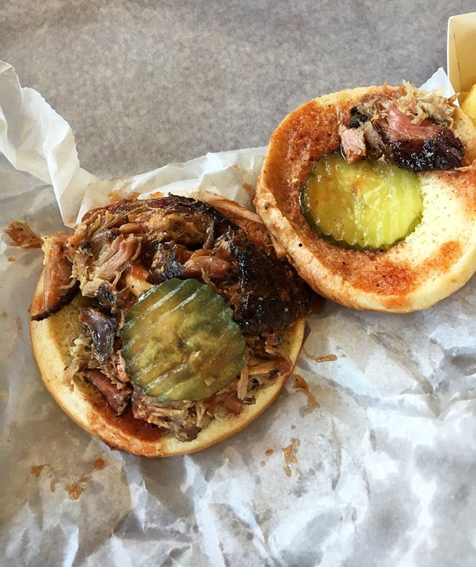 The BBQ sandwich comes with pickles that aren't just garnish &ndash; they're essential supporting actors in this smoky, savory production.