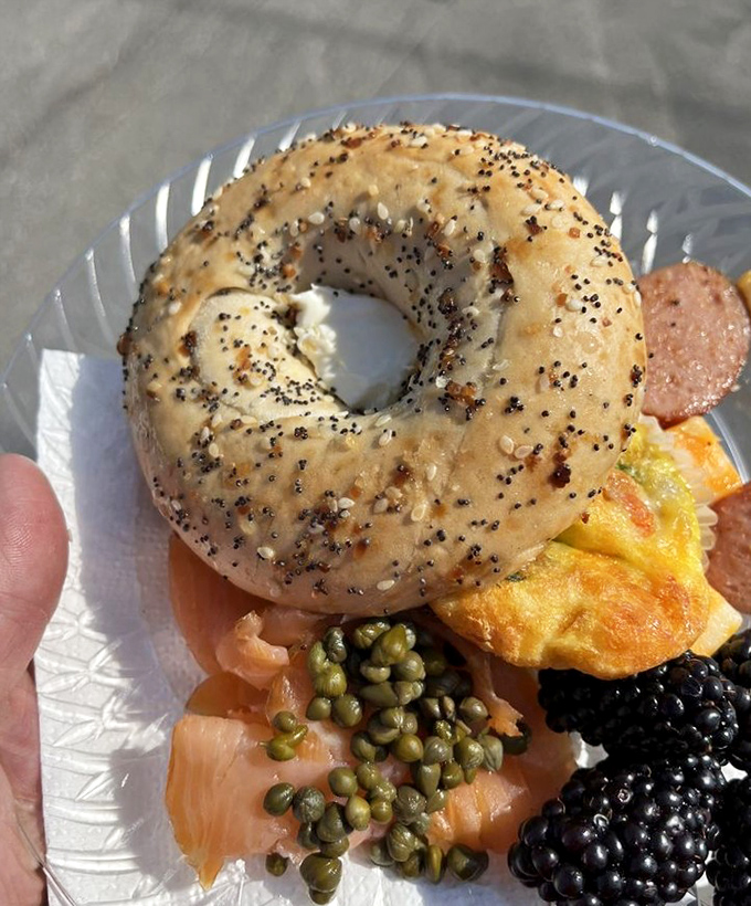 The everything bagel&mdash;proof that sometimes "too much" is exactly right. Paired with lox and capers, it's the breakfast equivalent of a perfect chord progression.