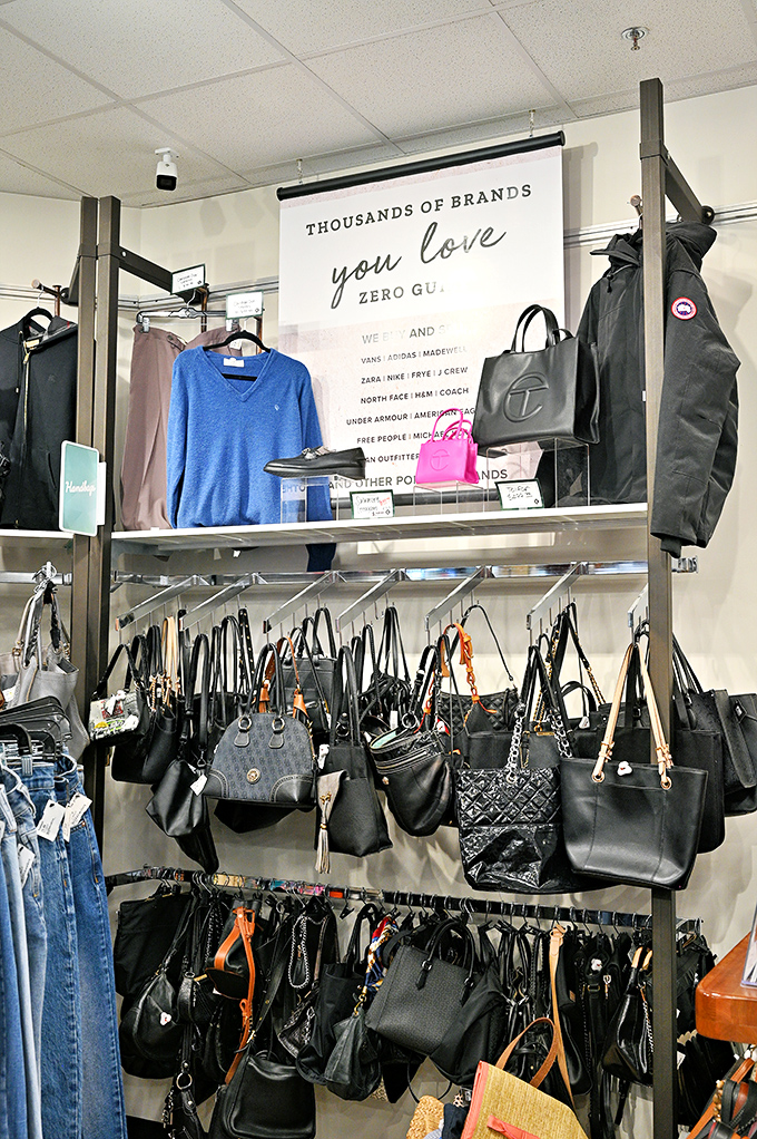 Handbag heaven! Designer purses hanging like fashionable fruit, ripe for the picking without the luxury-price sting.