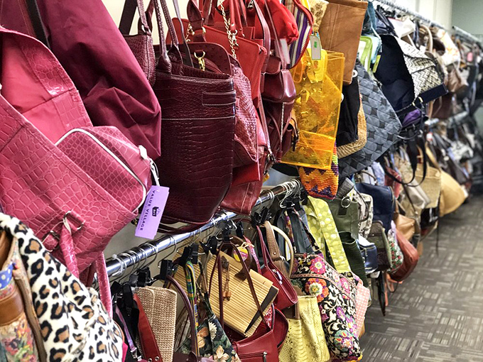 Handbag heaven or purse paradise? This colorful collection of carryalls proves one shopper's castoff is another's designer find waiting to happen.