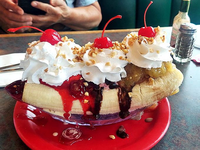 Behold the banana split &ndash; a dessert that doesn't just satisfy your sweet tooth, it throws a parade for it with whipped cream floats and cherry drum majors.