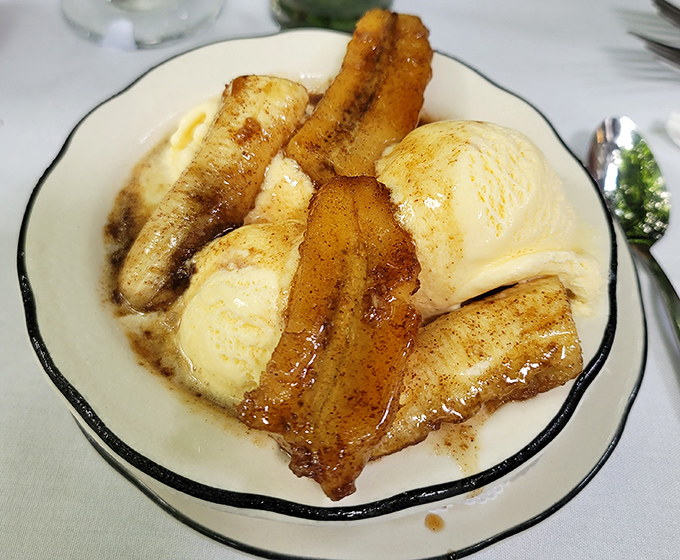 Bananas Foster: where fruit somehow becomes dessert royalty through the magical intervention of butter, brown sugar, and a healthy splash of rum.
