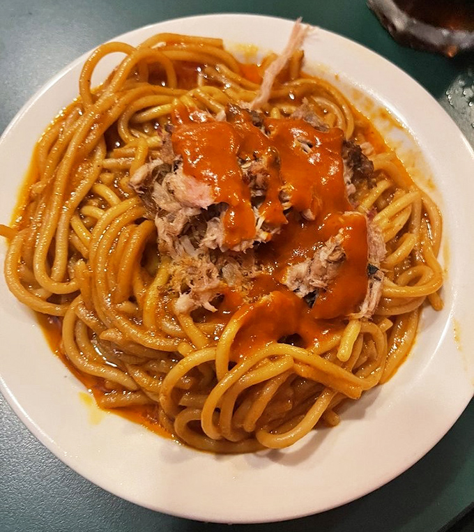 BBQ spaghetti: Memphis' culinary plot twist that makes so much sense once you try it. Carbs and meat living their best life together.