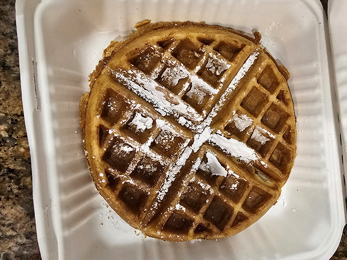 That waffle's deep grid pattern isn't just for show&mdash;it's nature's perfect syrup-catching technology in action.