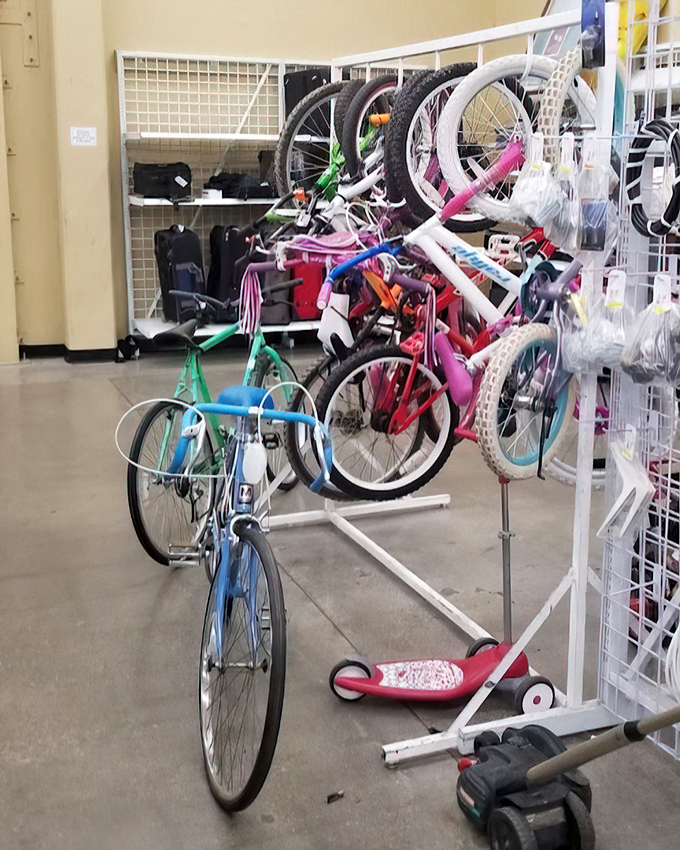 Bicycle bonanza in every color and size. That turquoise cruiser could be your ticket to weekend adventures without the new-bike price tag.