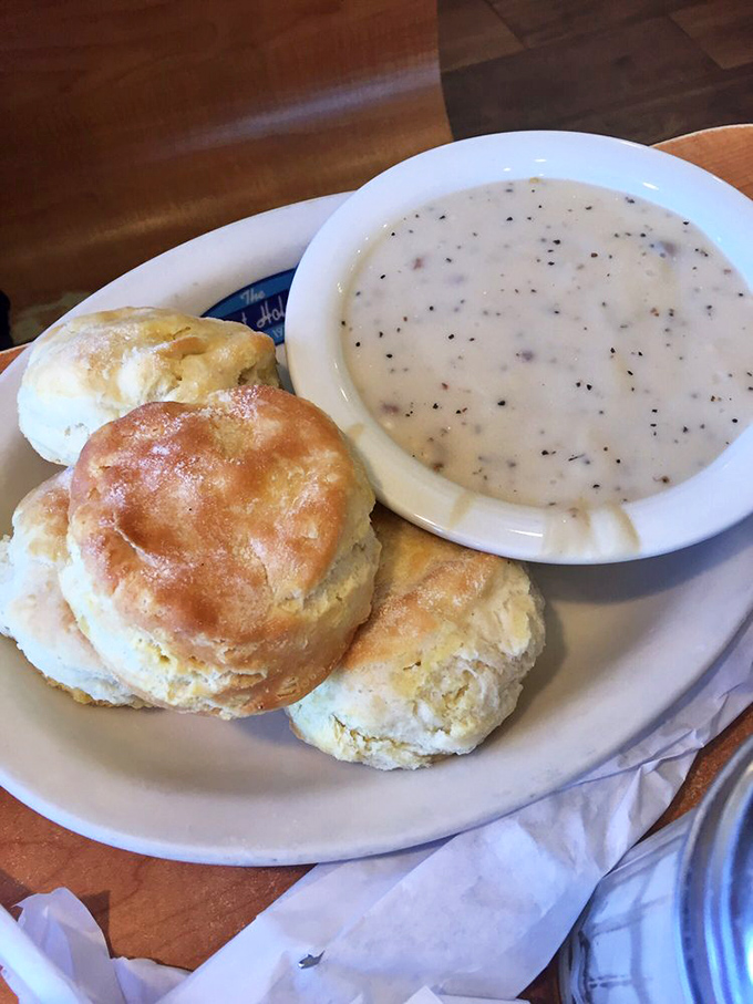These biscuits are what clouds wish they tasted like, paired with gravy that's practically a southern baptism for your taste buds.