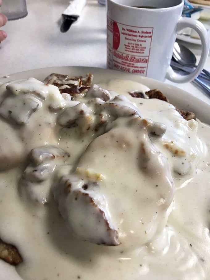 Biscuits and gravy that could make a Southern grandmother nod in approval&mdash;creamy, peppery gravy blanketing everything in comforting warmth.