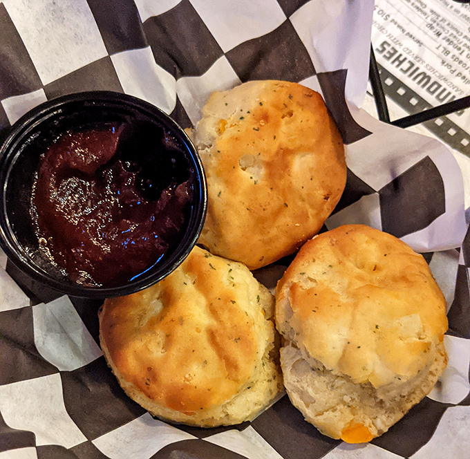 Golden biscuits that could make your grandmother question her recipe. Perfect vehicles for sopping up every last drop of sauce.
