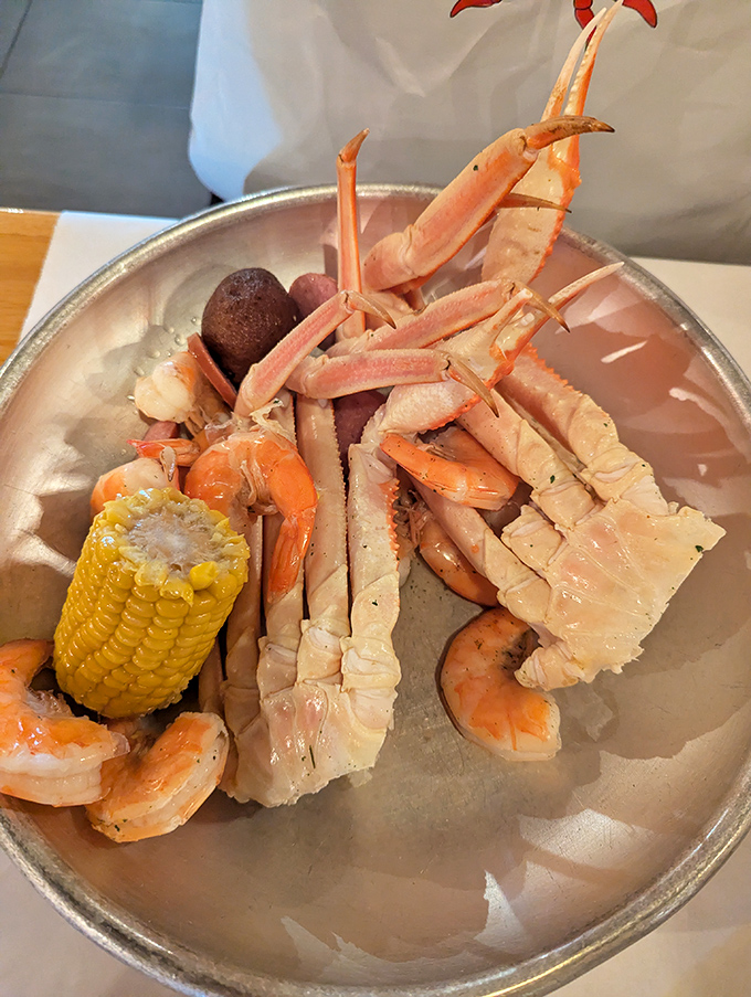 Snow crab legs arranged like nature's perfect puzzle&mdash;crack, dip, savor, repeat until your seafood dreams are thoroughly satisfied.