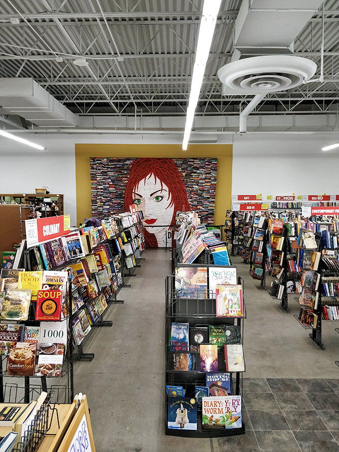 The book section features a striking mural &ndash; because even in a digital age, nothing beats the romance of physical pages.