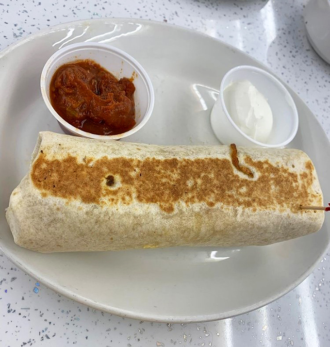 Breakfast burritos: for when you want your morning wrapped up tight with no escape routes for flavor. Those dipping sauces mean business.