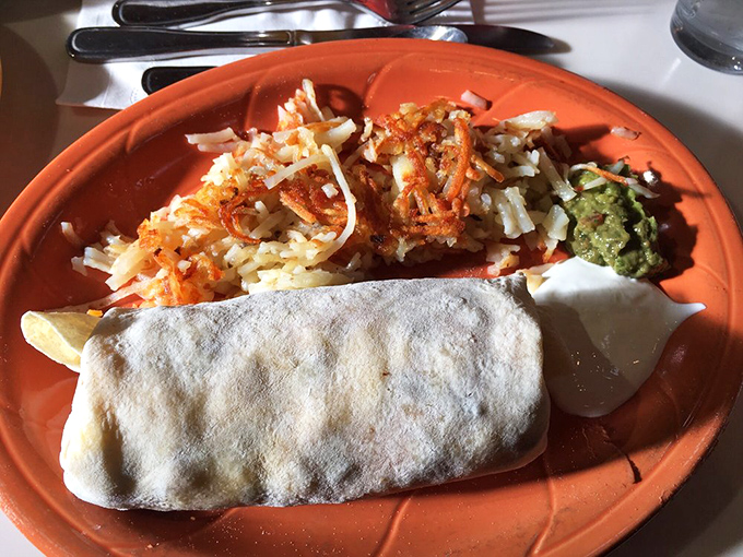 Breakfast burritos: where morning meets fiesta. This tortilla-wrapped treasure comes with hashbrowns that deserve their own spotlight.